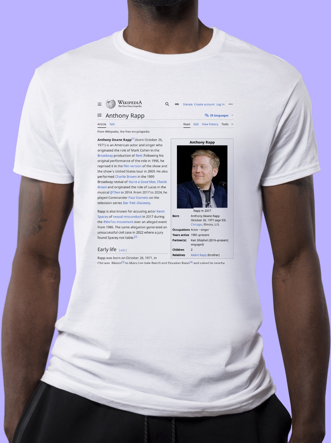 Anthony Rapp Wikipedia T-Shirt