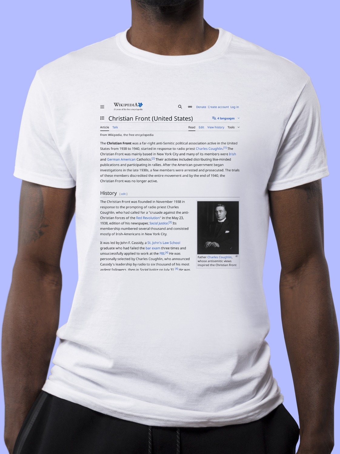 Christian Front (United States) Wikipedia T-Shirt