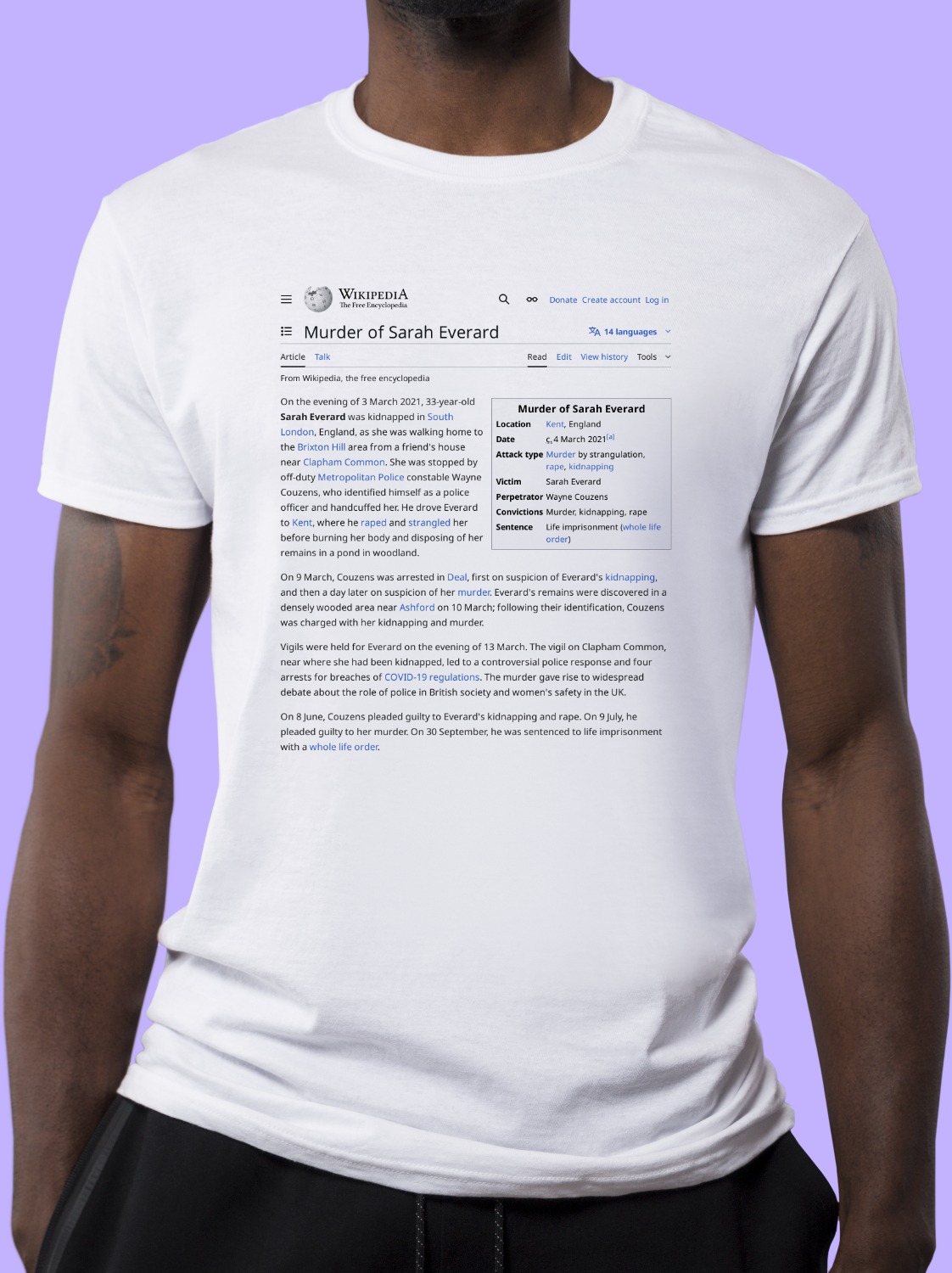 Death of Sarah Everard Wikipedia T-Shirt