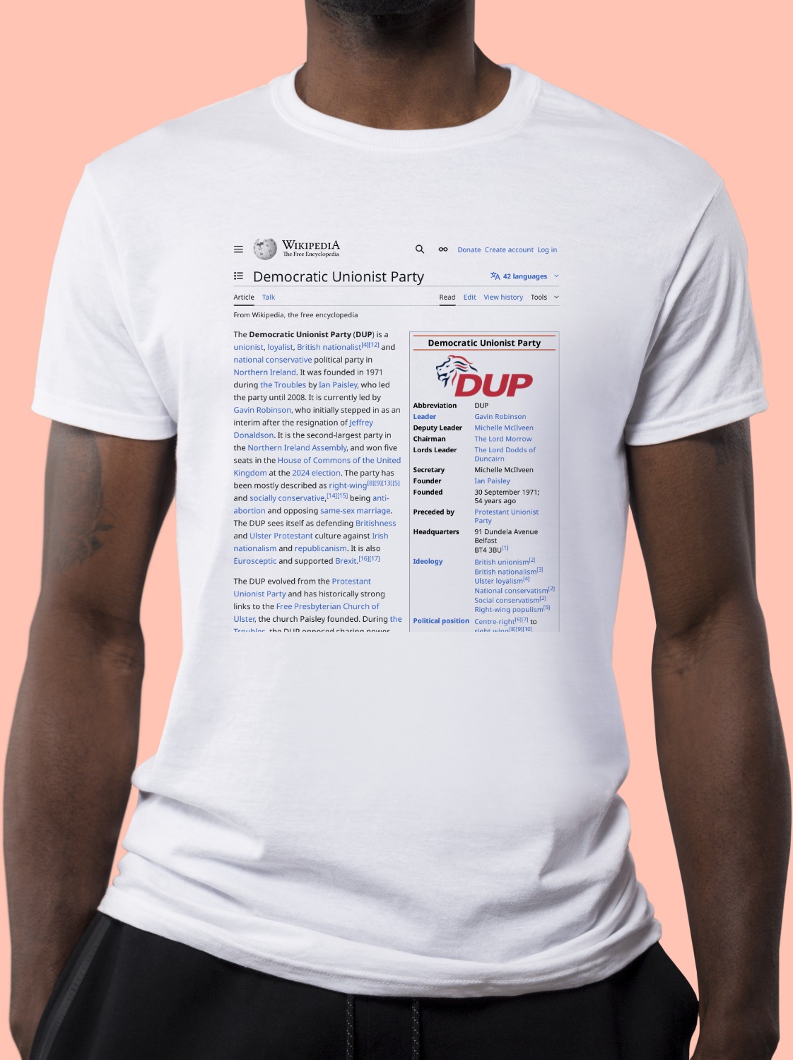 Democratic Unionist Party Wikipedia T-Shirt