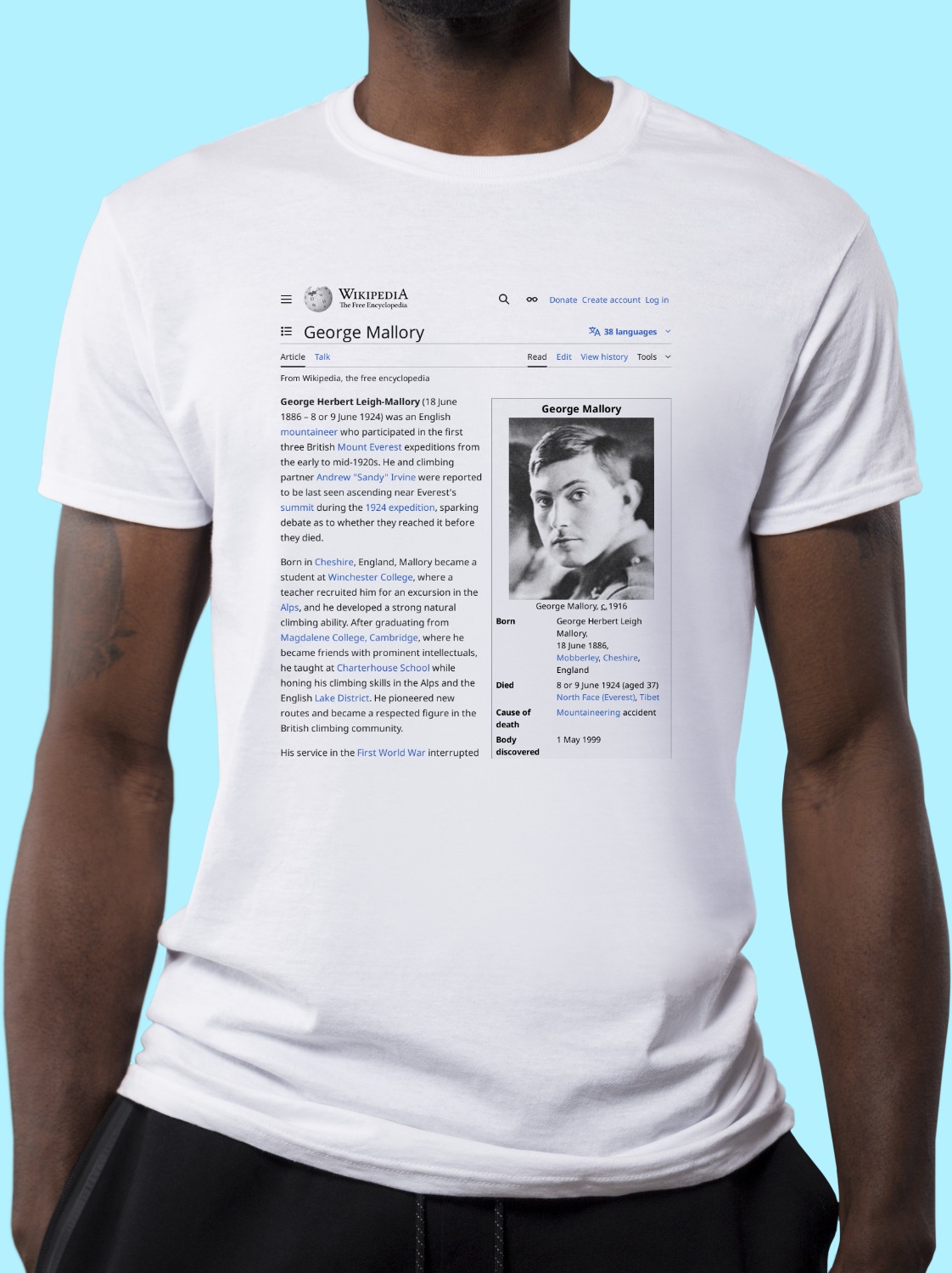 George Mallory Wikipedia T-Shirt
