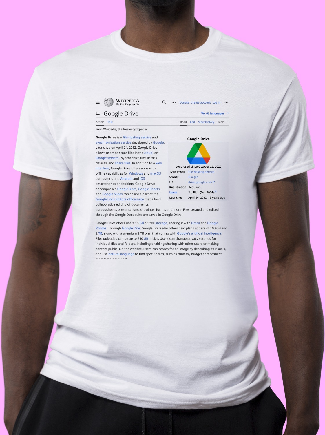 Google Drive Wikipedia T-Shirt