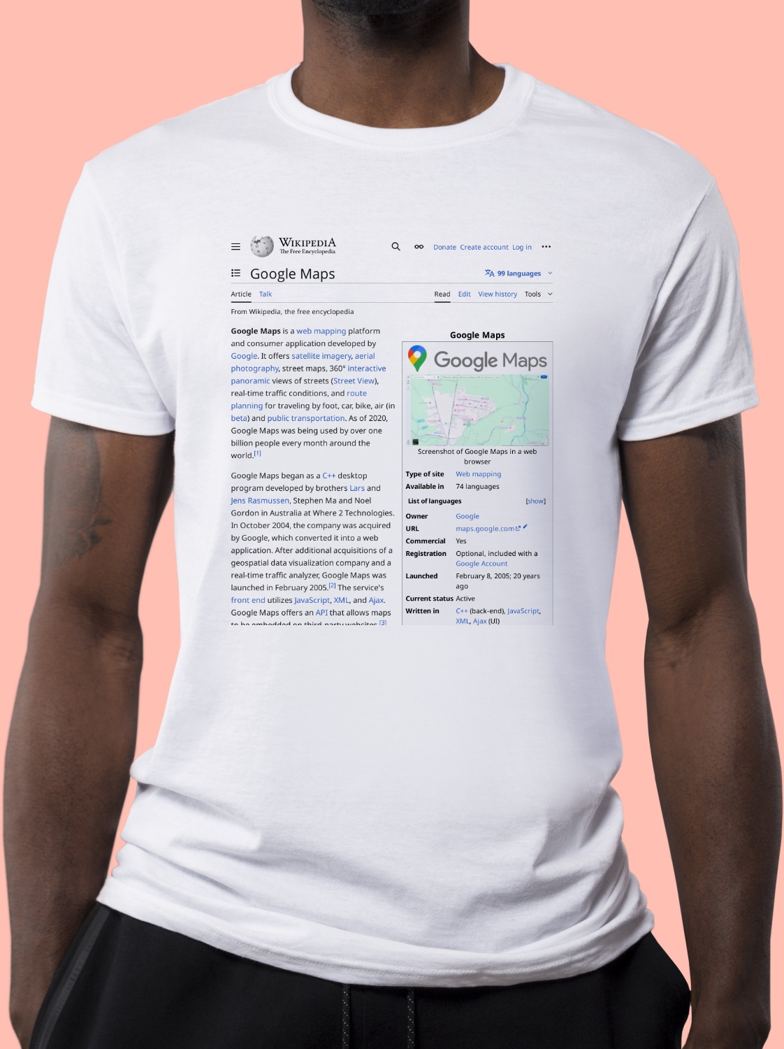 Google Maps Wikipedia T-Shirt
