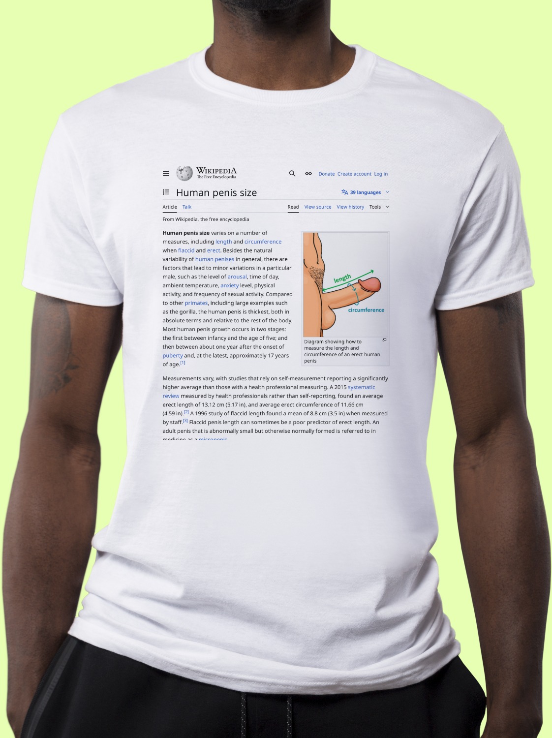 Human penis size Wikipedia T-Shirt