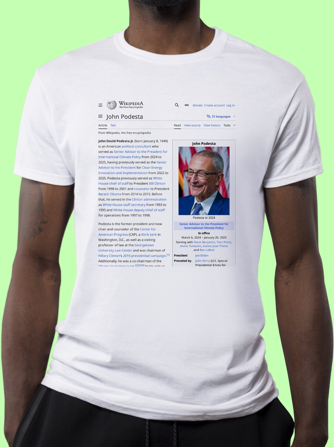 John Podesta Wikipedia T-Shirt