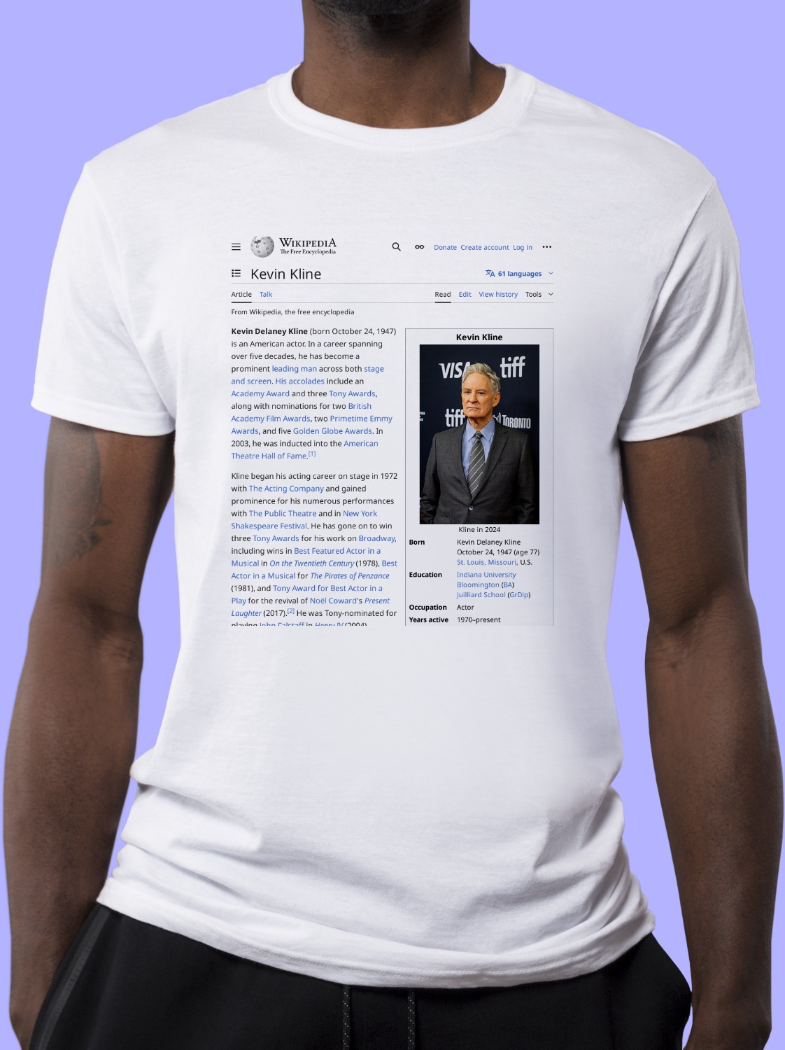 Kevin Kline Wikipedia T-Shirt