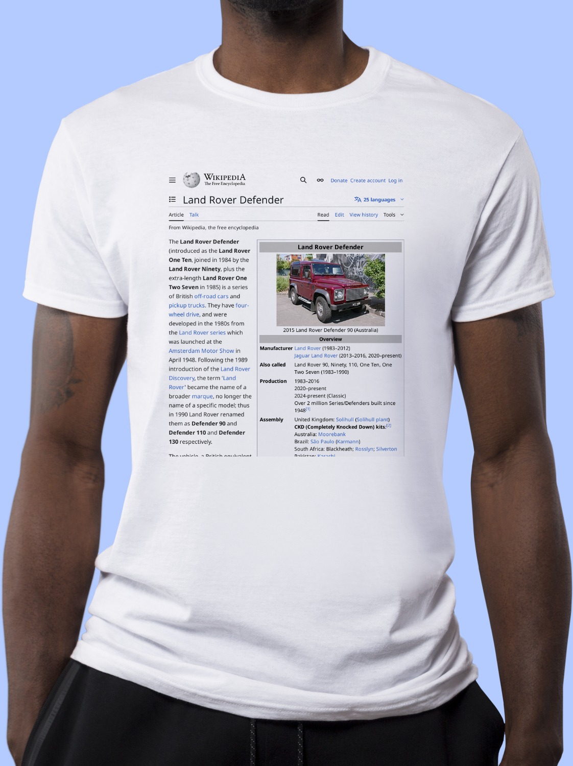 Land Rover Defender Wikipedia T-Shirt