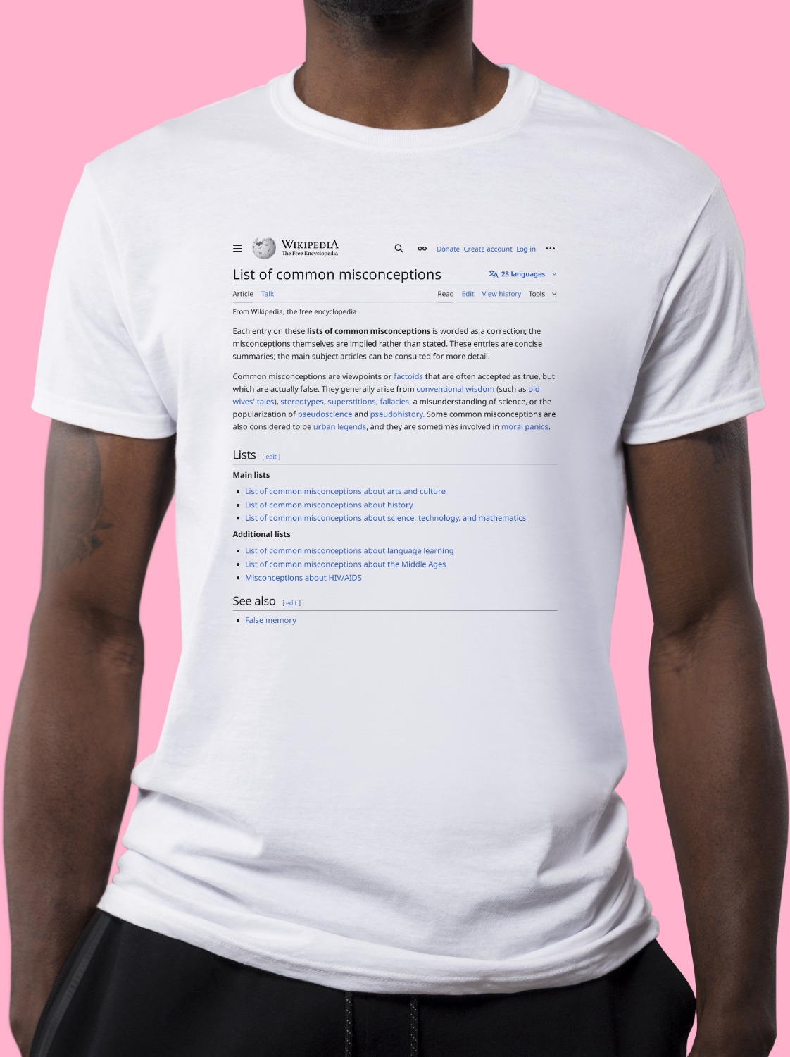 List of common misconceptions Wikipedia T-Shirt