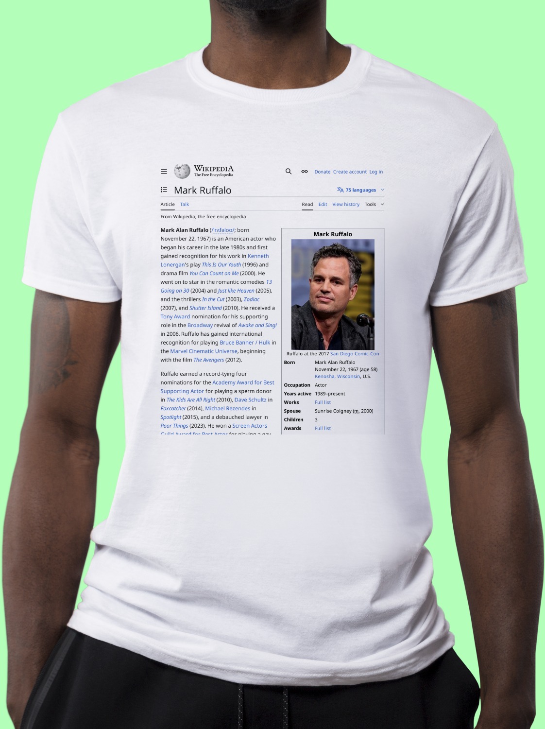 Mark Ruffalo Wikipedia T-Shirt