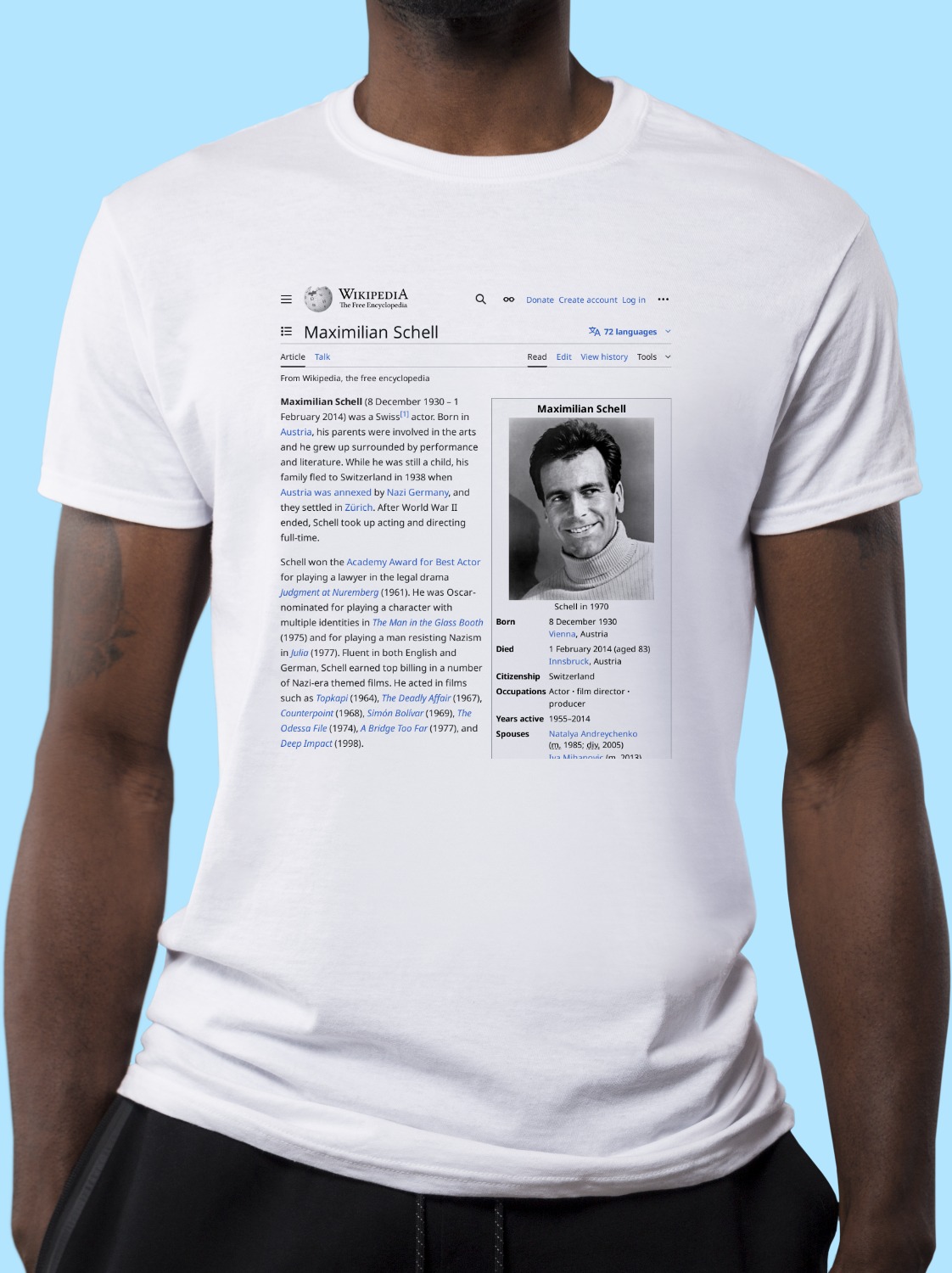 Maximilian Schell Wikipedia T-Shirt