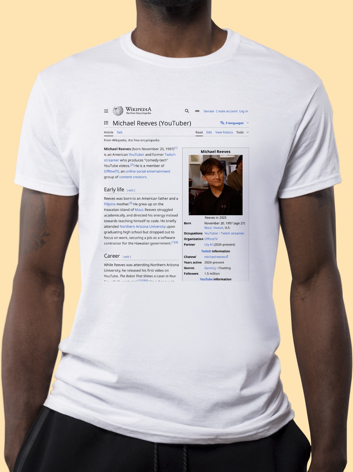 Michael Reeves (YouTuber) Wikipedia T-Shirt