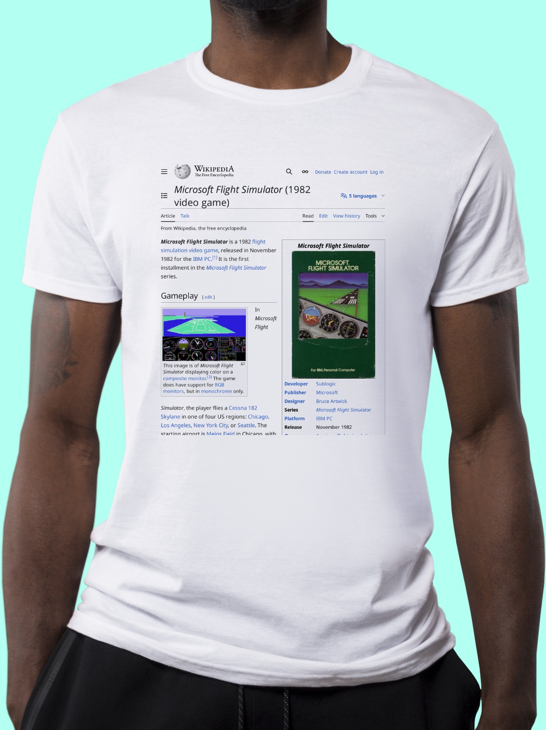 Microsoft Flight Simulator 1.0 Wikipedia T-Shirt