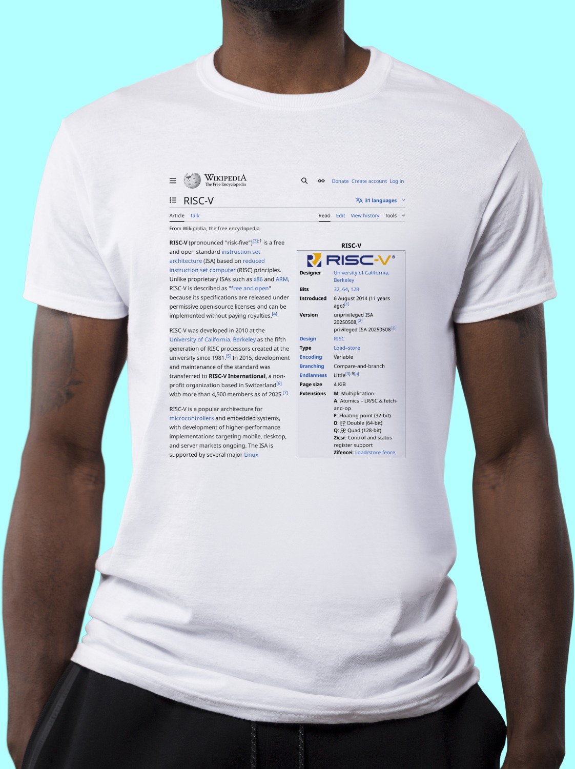 RISC-V Wikipedia T-Shirt