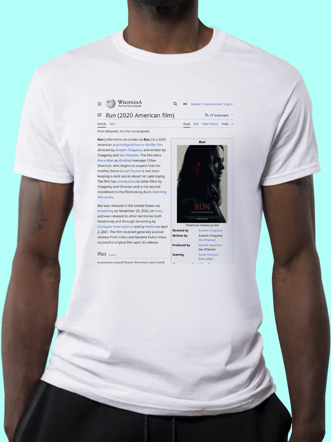 Run (2020 American film) Wikipedia T-Shirt