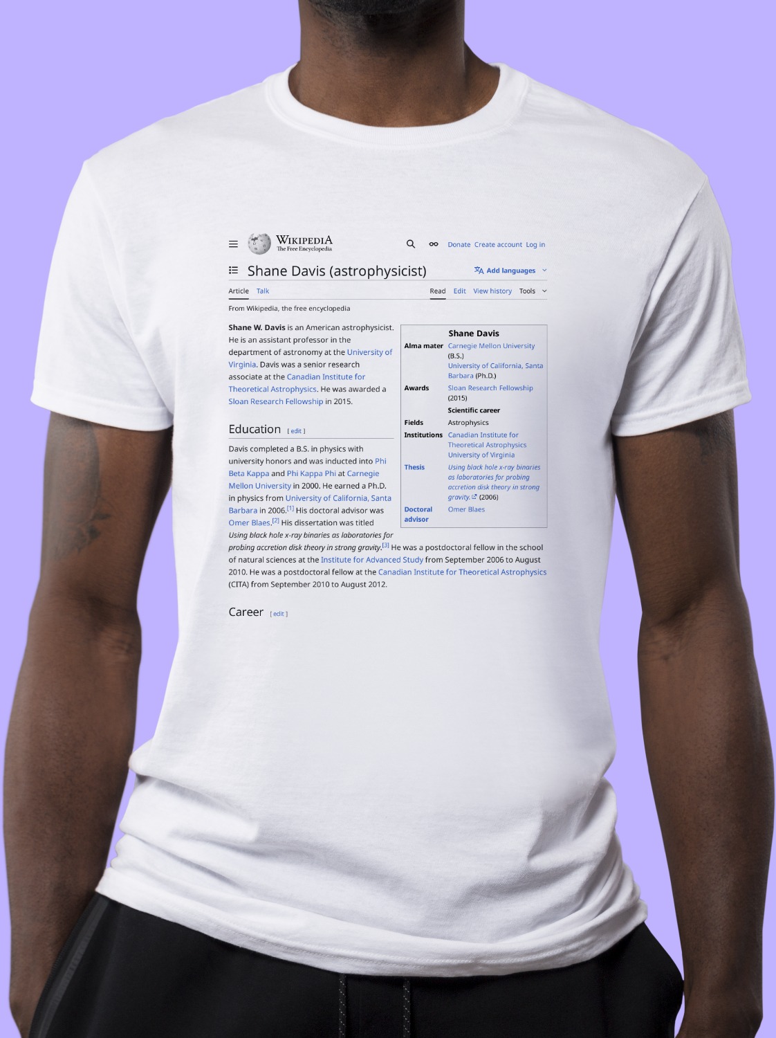 Shane Davis (astrophysicist) Wikipedia T-Shirt