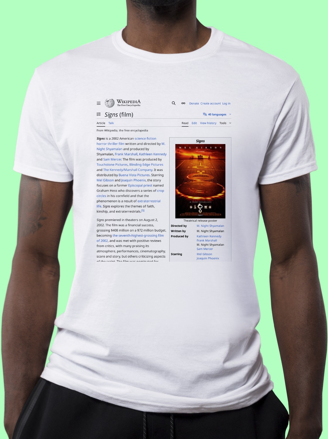 Signs (2002 film) Wikipedia T-Shirt
