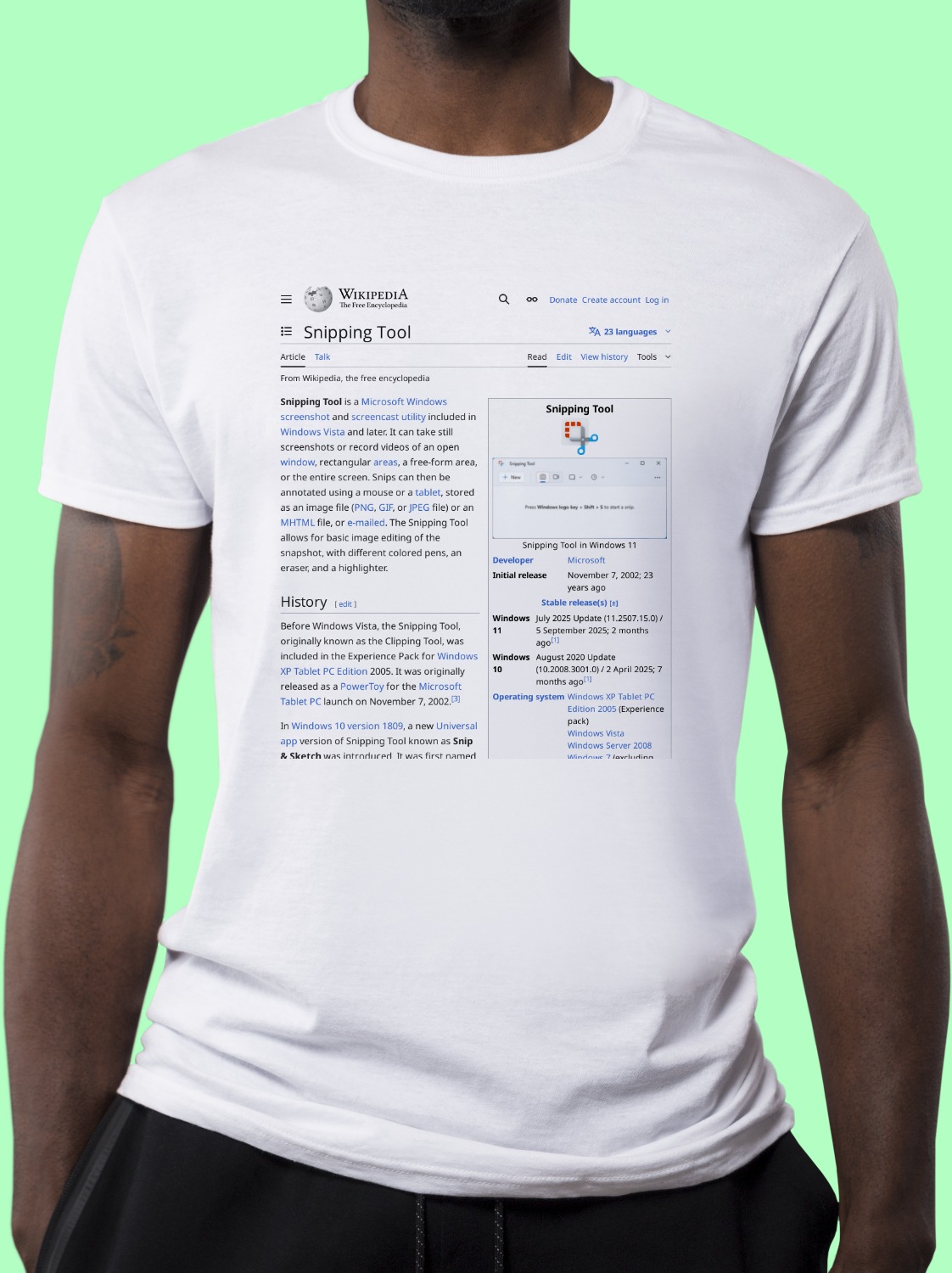 Snipping Tool Wikipedia T-Shirt