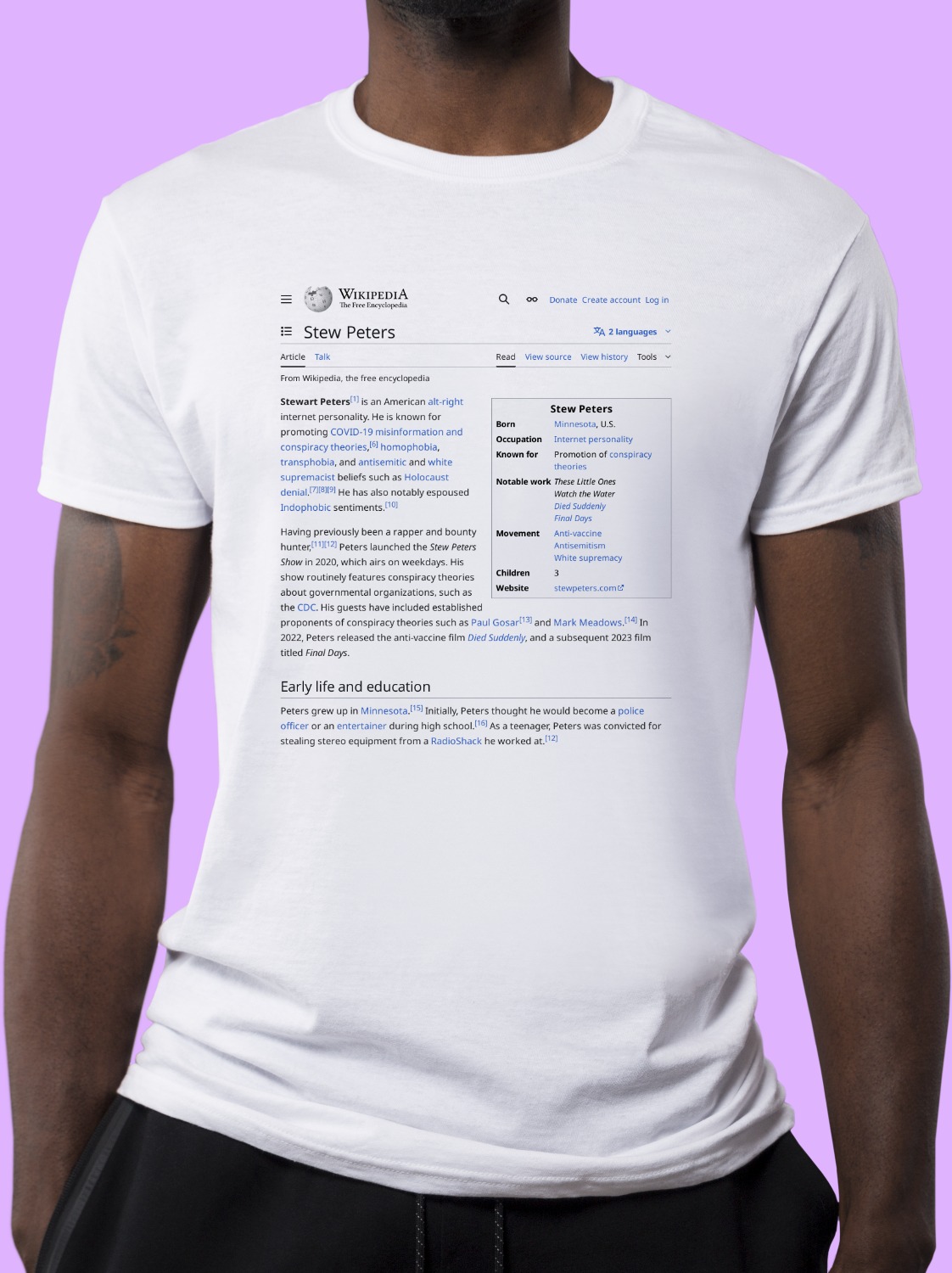 Stew Peters Wikipedia T-Shirt