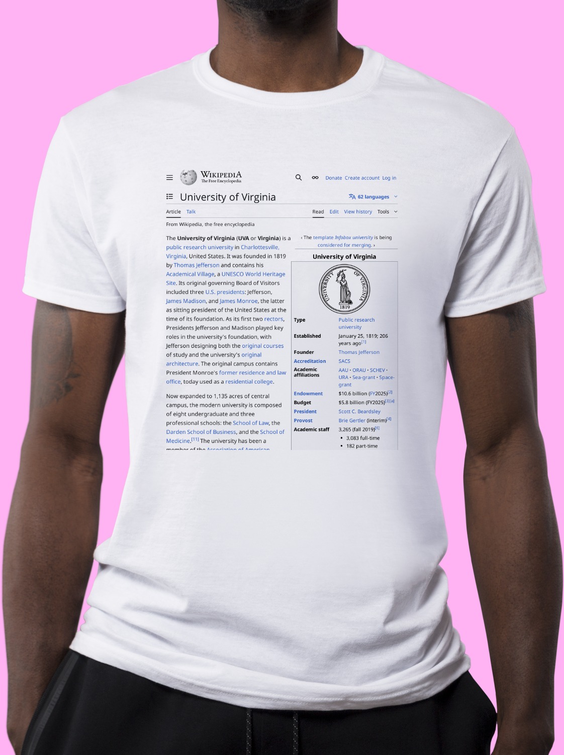 University of Virginia Wikipedia T-Shirt